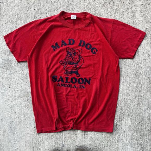 Shirts | Vintage Red 8s Mad Dog Saloon Angola Indiana Tshirt Large Bar ...
